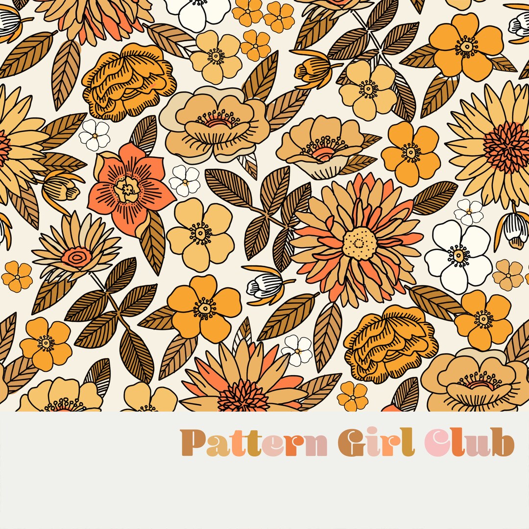 Vintage 70s Floral Retro Colors Seamless Repeat Pattern Boho - Etsy