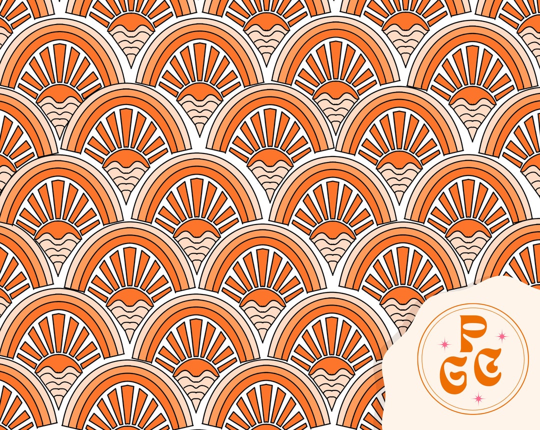 70s Sunsets Beach Summer Seamless Repeat Pattern Boho Neutral for ...