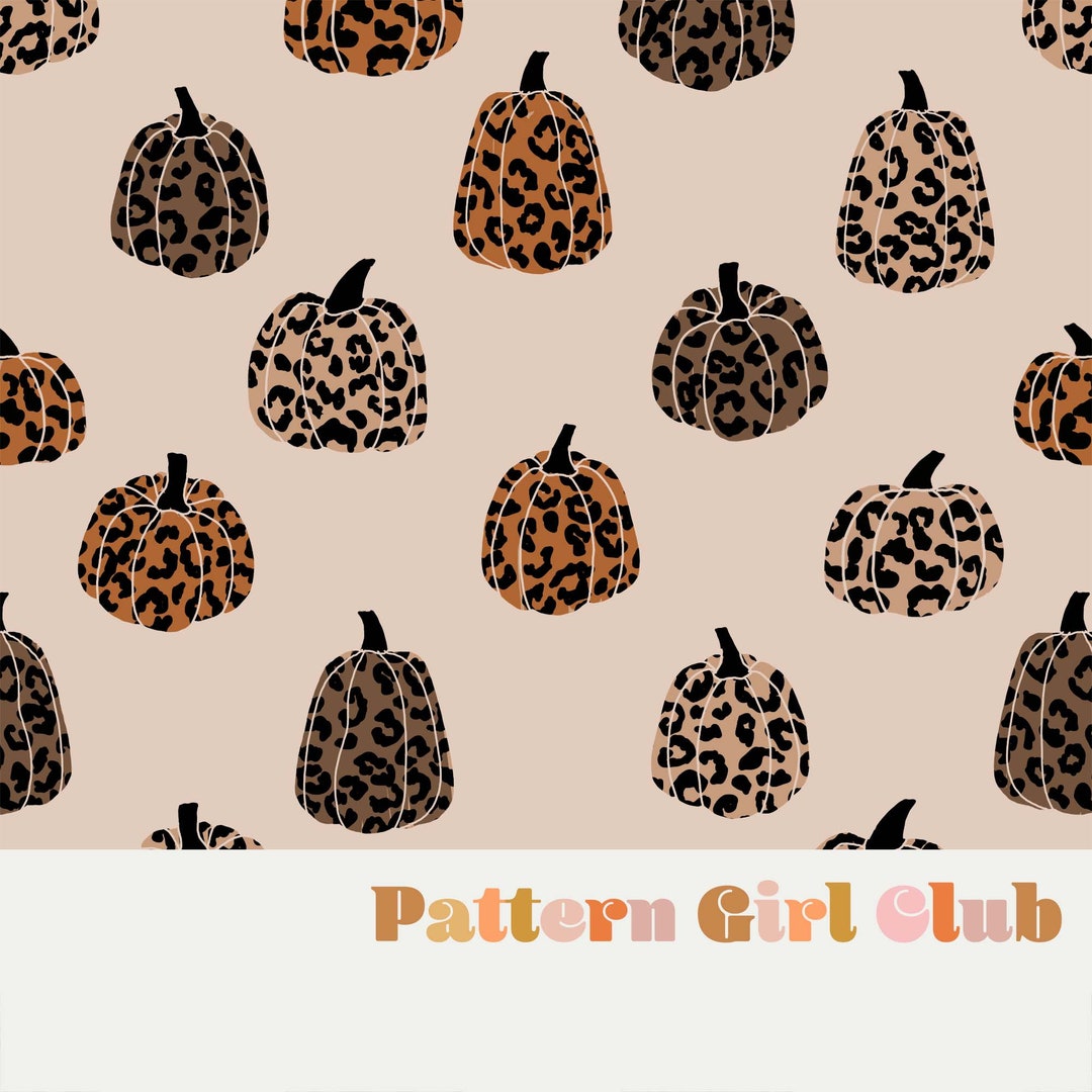 Leopard Print Pumpkins Fall Autumn Seamless Repeat Pattern Boho Neutral ...