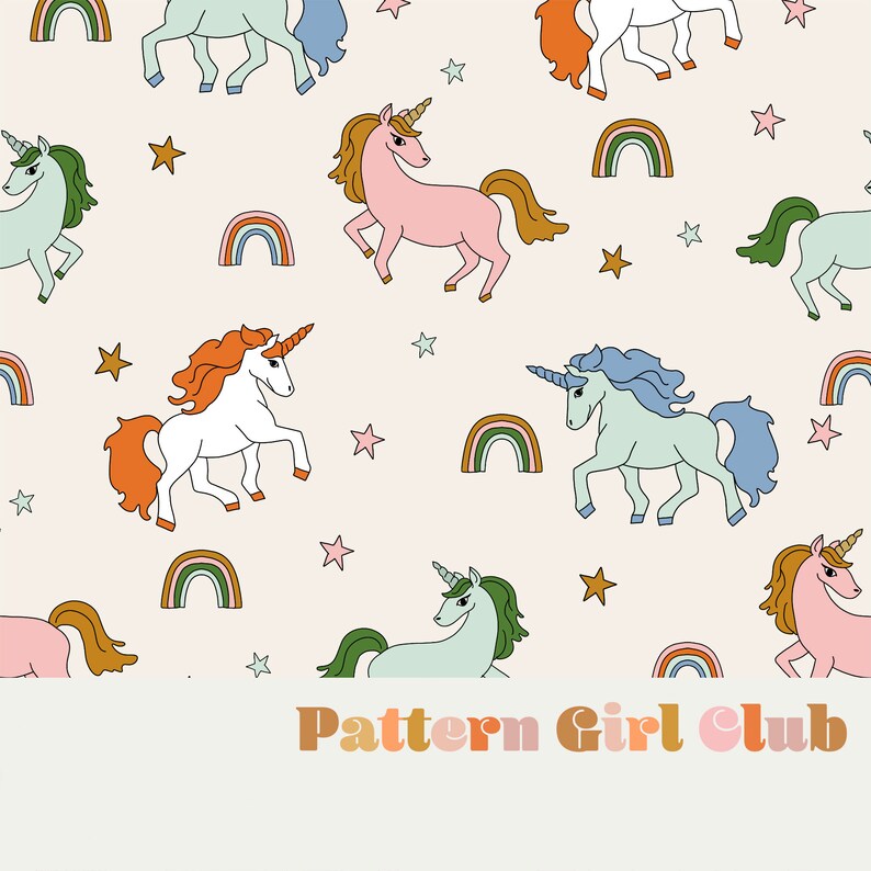 Unicorn Kids Seamless Repeat Pattern Boho Neutral for - Etsy