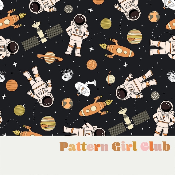 Space Astronaut Seamless Repeat Pattern Boho Neutral for - Etsy
