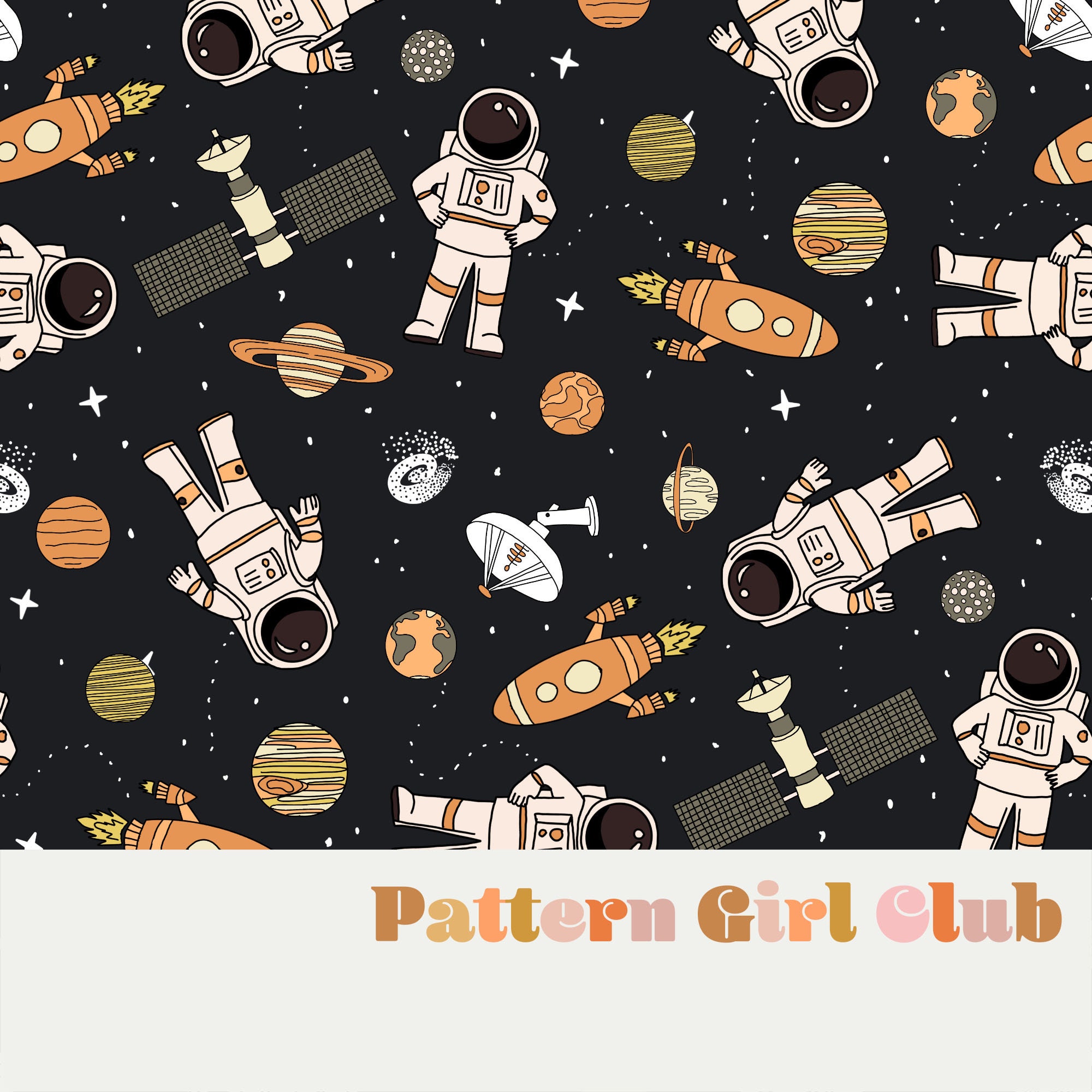 Space Astronaut Seamless Repeat Pattern Boho Neutral for | Etsy