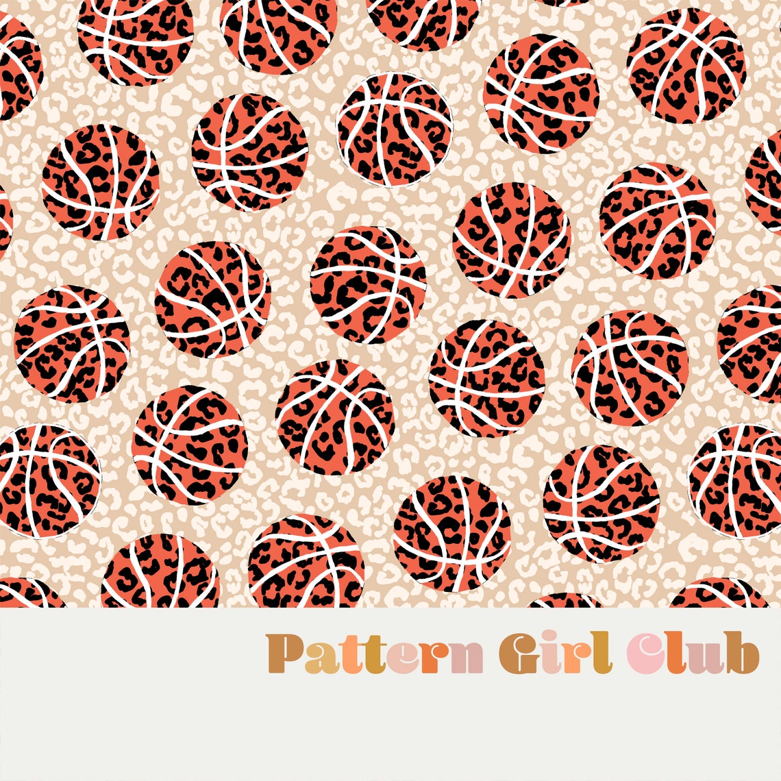 Leopard Print Basketball Sports Fall Seamless Repeat Pattern Boho ...