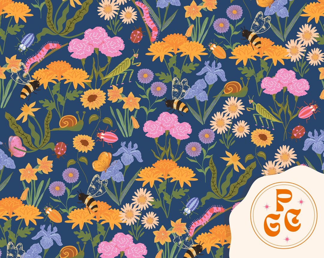 Wildflower Meadow Botanical Seamless Repeat Pattern Boho Neutral for ...