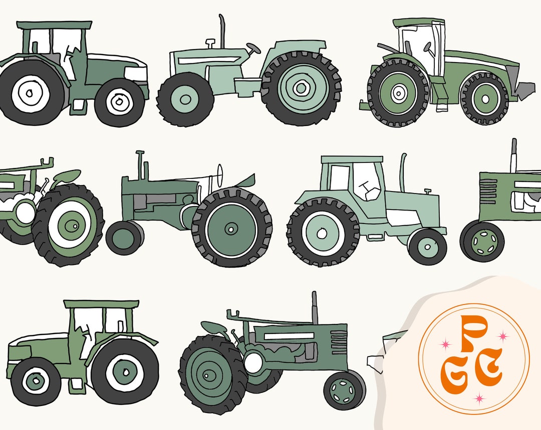 Vintage Tractors Hand-drawn Farm Illustration Seamless Repeat Pattern ...