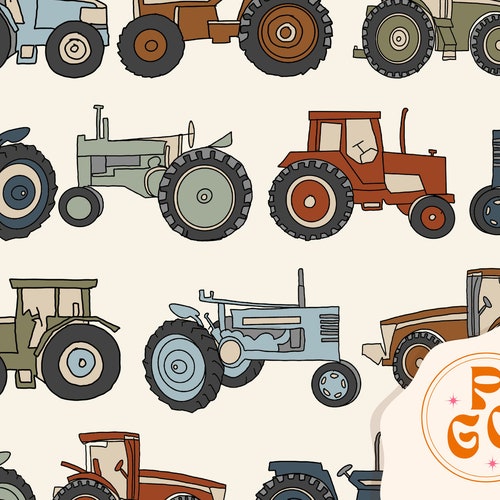 Vintage Tractors Hand-drawn Farm Illustration Seamless Repeat - Etsy