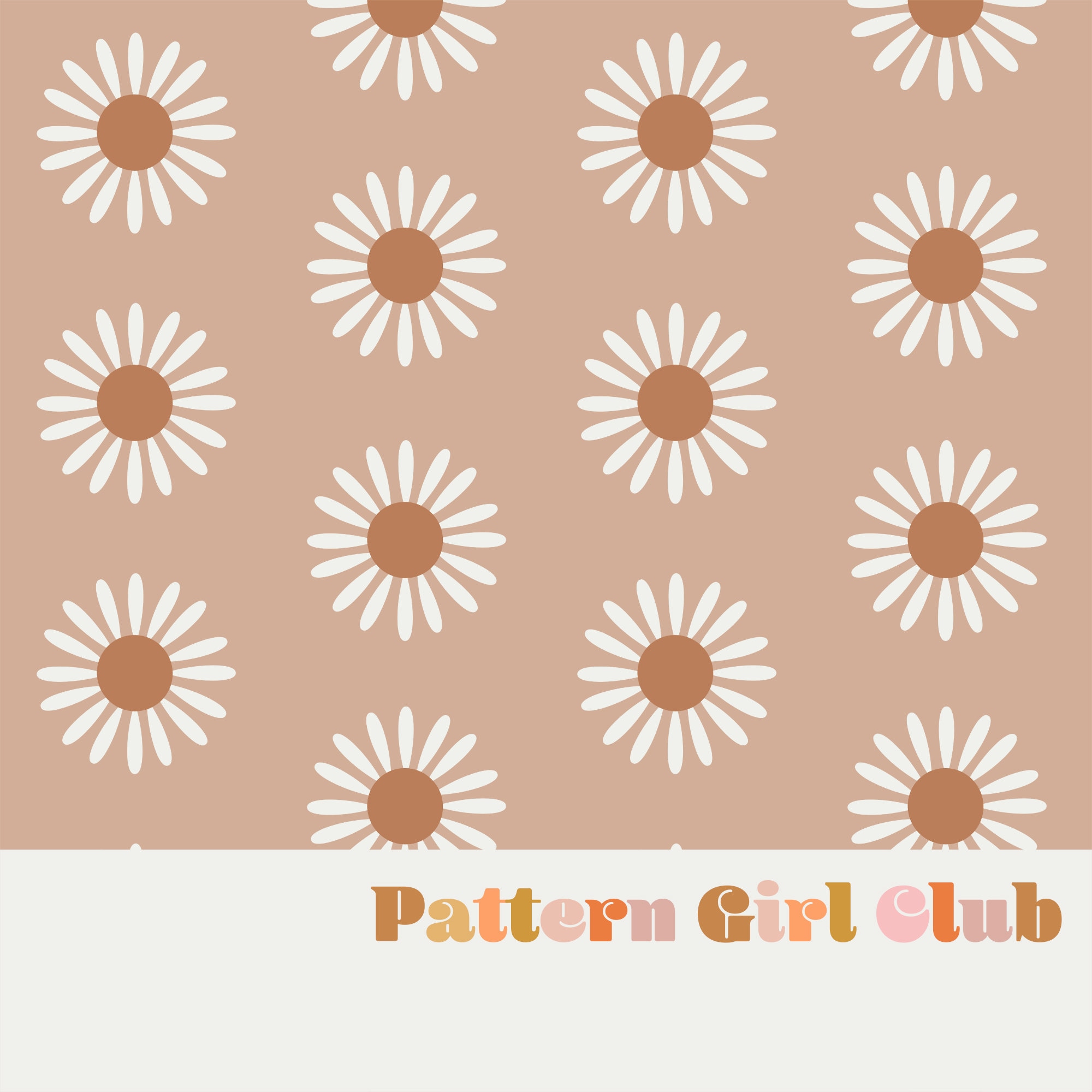 Retro Hippie Daisy Neutral Boho Seamless Repeat Pattern Boho | Etsy