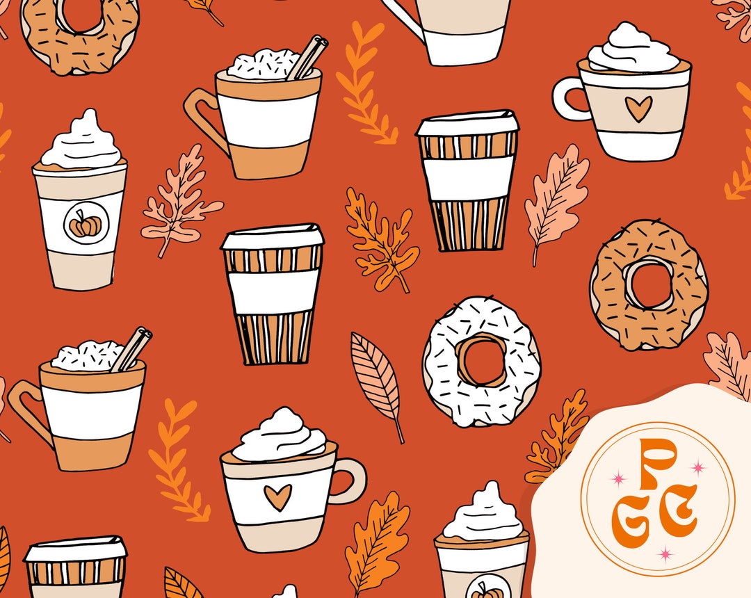 Pumpkin Spice Autumn Fall Leaves Food Seamless Repeat Pattern Boho ...