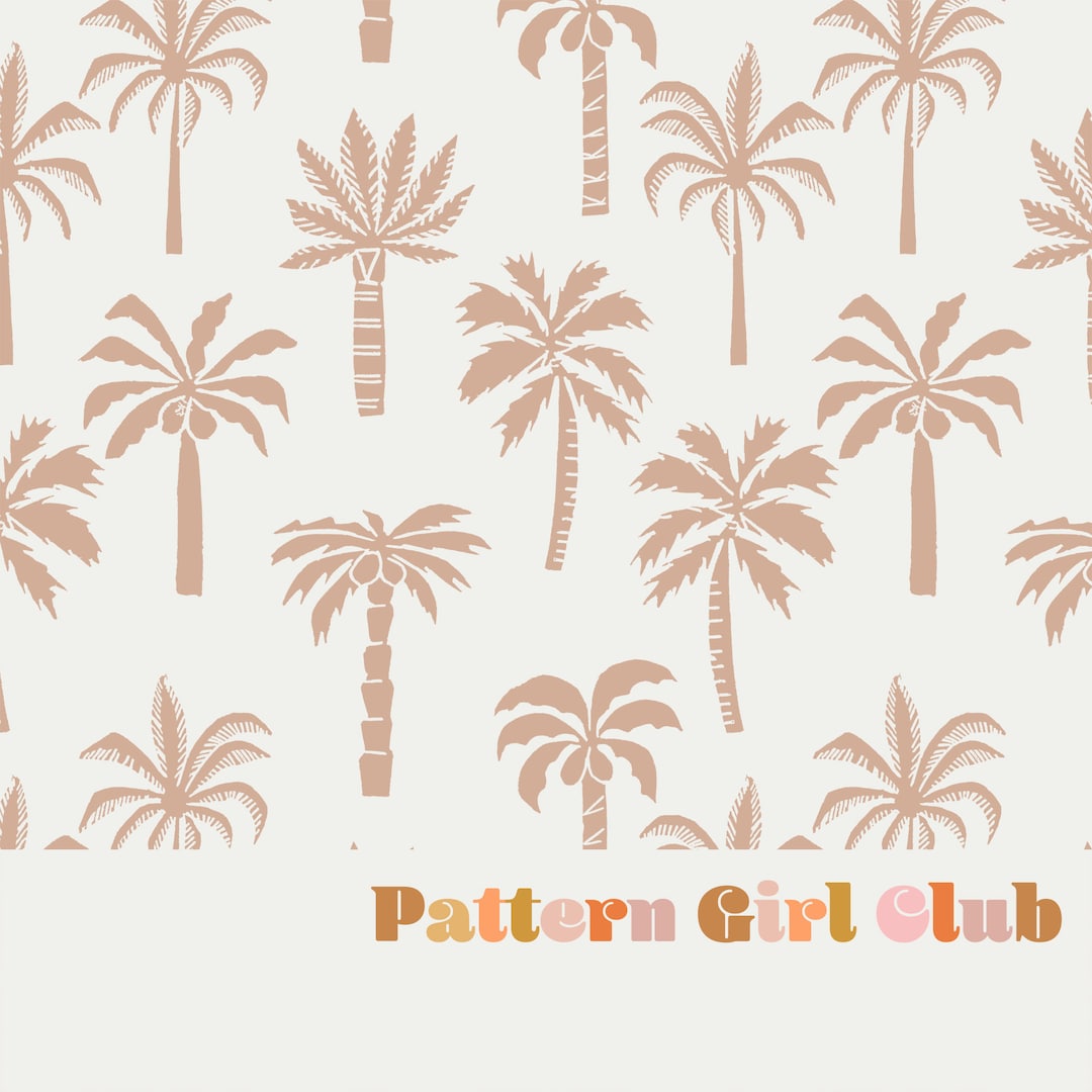 Boho Neutral Palm Trees Linocut Seamless Repeat Pattern Boho Neutral ...