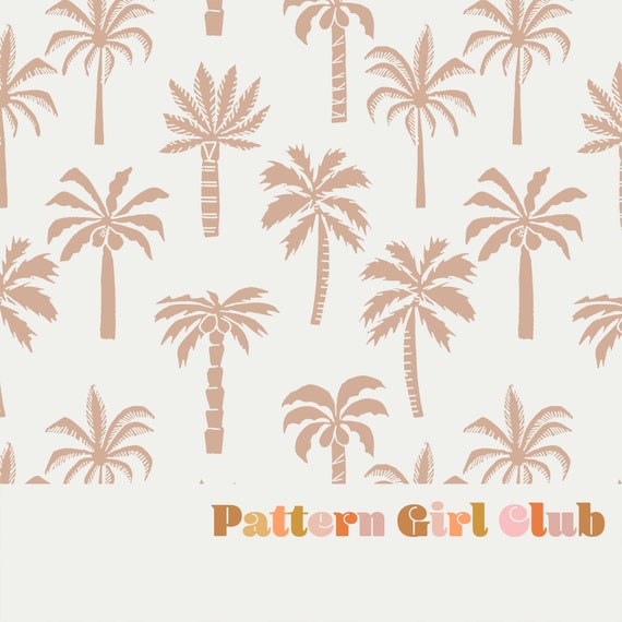 Boho Neutral Palm Trees Linocut Seamless Repeat Pattern Boho | Etsy