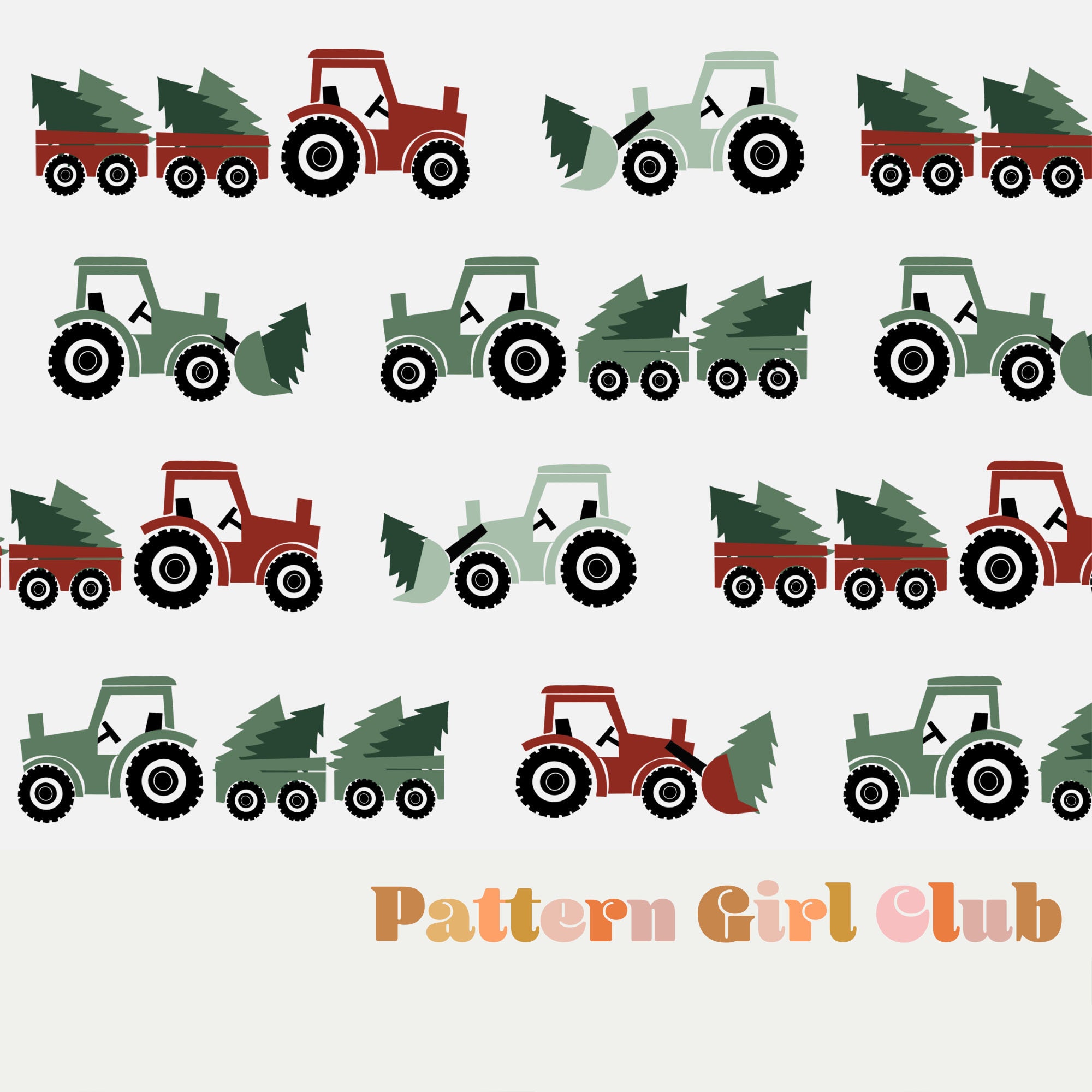 Tractors Christmas Trees Boys Farm Seamless Repeat Pattern for - Etsy