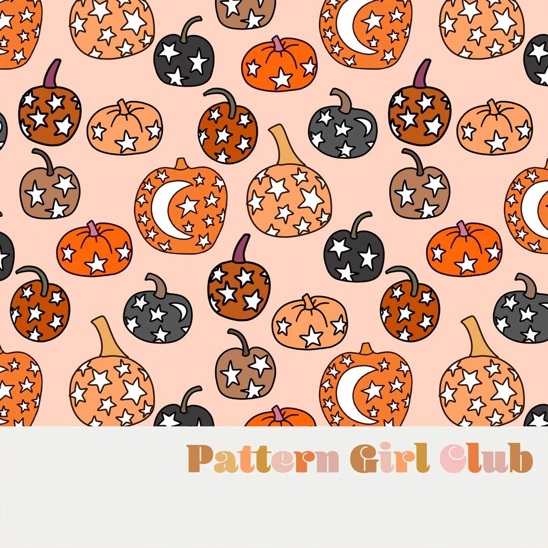 Mystic Pumpkins Halloween Spooky Fall Autumn Seamless Repeat Pattern ...