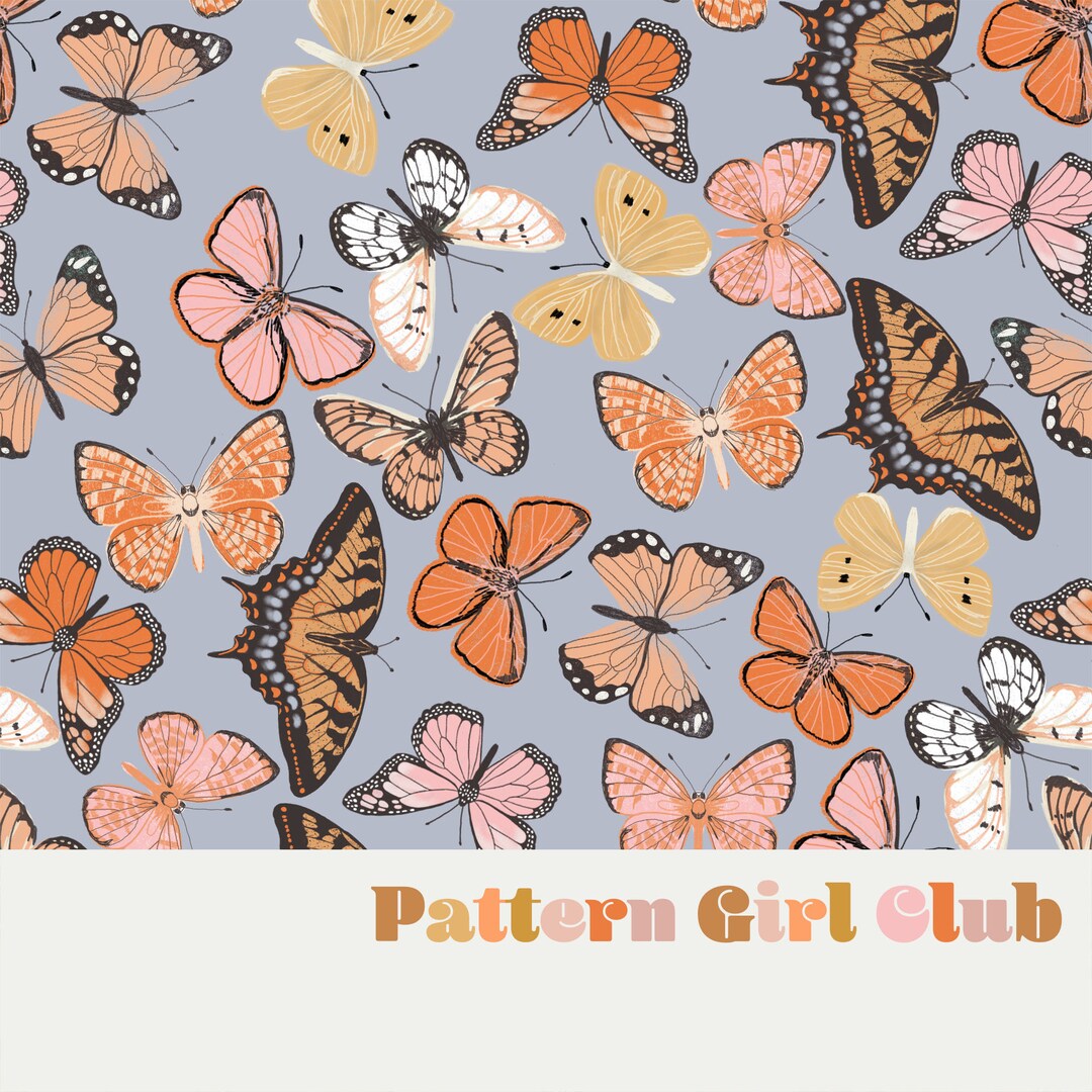 Boho Butterflies Seamless Repeat Pattern Boho Neutral for Commercial ...