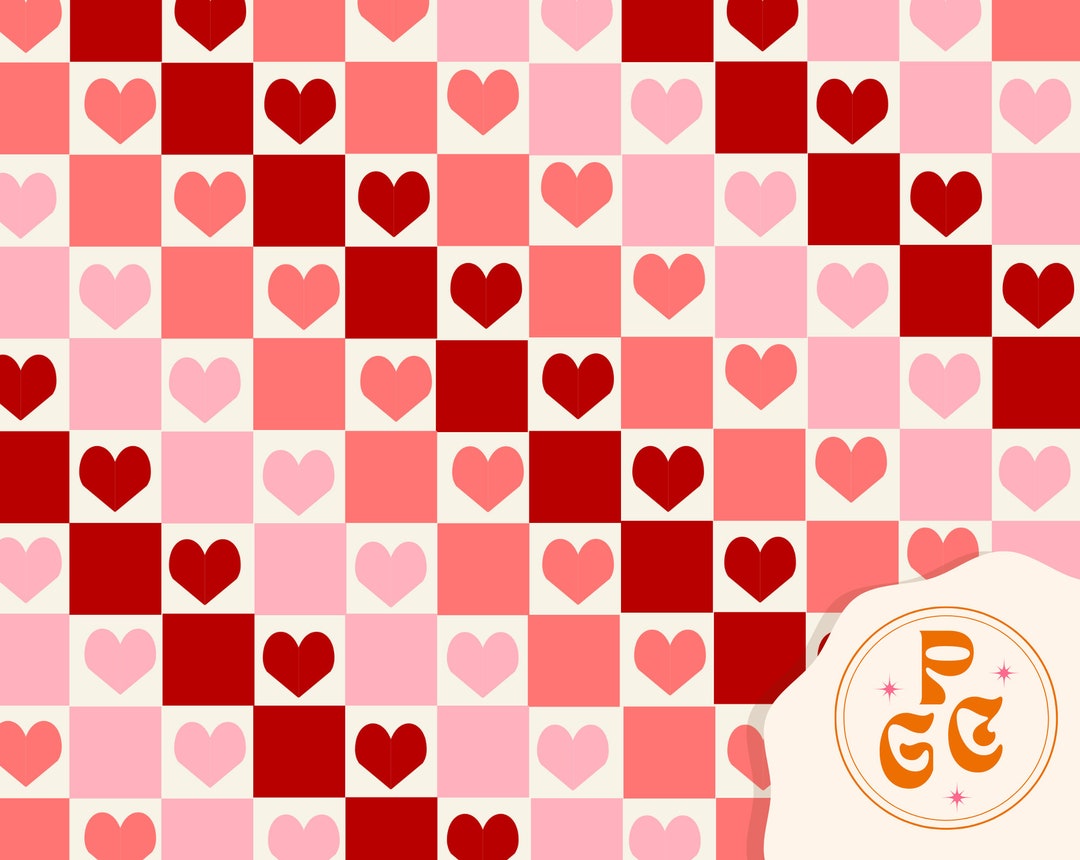 Retro Heart Checker Seamless Repeat Pattern for Commercial Use - Etsy