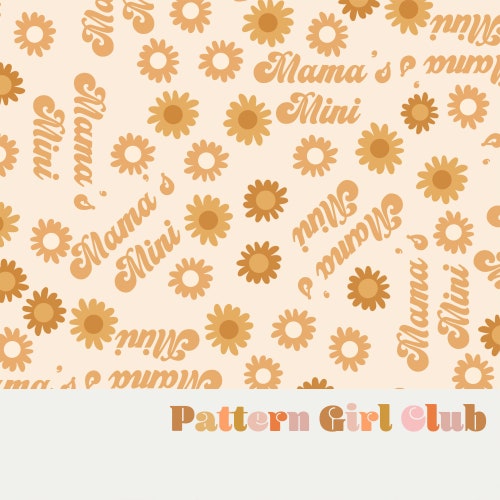 Mama's Mini Retro Muted Florals Seamless Repeat Pattern - Etsy