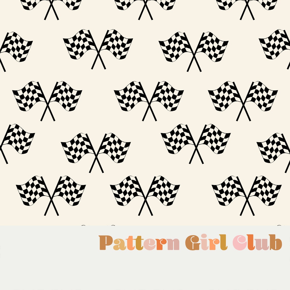 Checkered Flag Vintage Cars Boys Seamless Repeat Pattern Boho Neutral ...