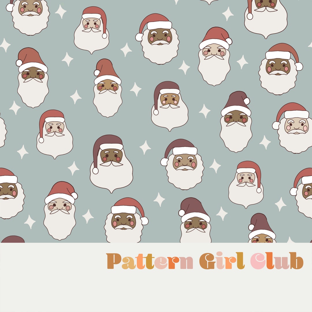 Santas Christmas Holiday Cute Kids Seamless Rapport Muster Boho Neutral ...