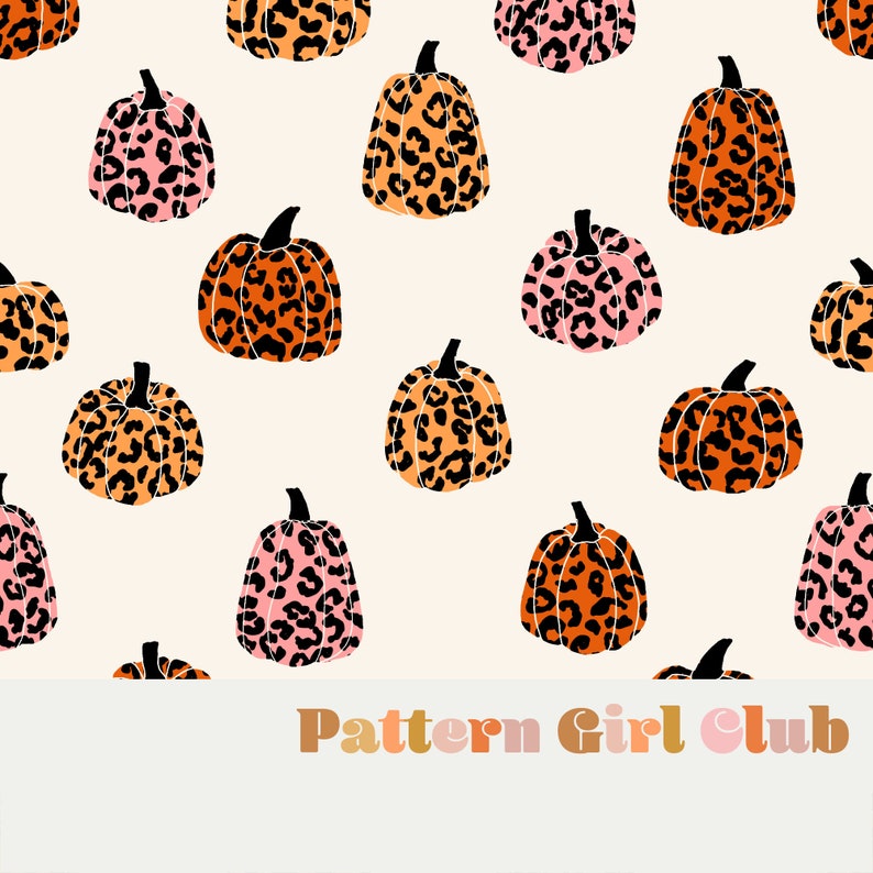 Leopard Print Pumpkins Fall Autumn Seamless Repeat Pattern | Etsy