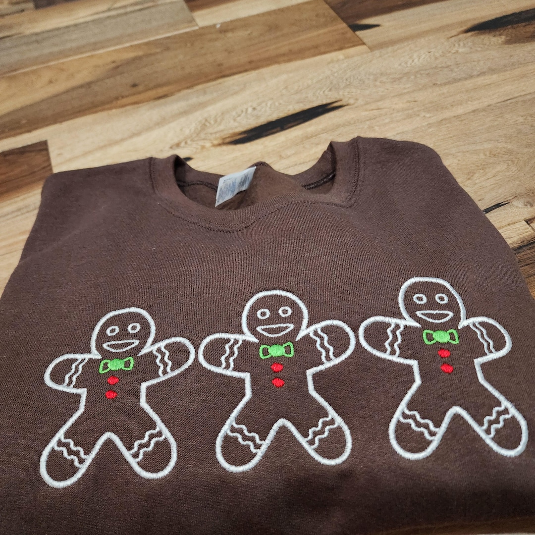 Gingerbread Men Embroidered Christmas Sweatshirt, Cute Christmas Gift ...