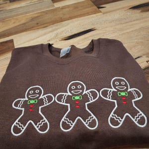 Gingerbread Men Embroidered Christmas Sweatshirt, Cute Christmas Gift ...