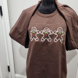 Gingerbread Men Embroidered Christmas Sweatshirt, Cute Christmas Gift ...