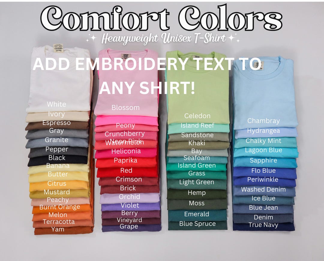 Custom Comfort Colors T Shirt, Personalized Embroidered T-shirts ...