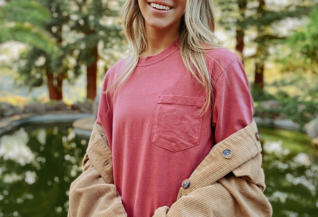 Comfort Colors T Shirt With Pocket,heavyweight Pocket Tee,garment Dyed ...