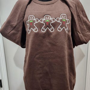 Gingerbread Men Embroidered Christmas Sweatshirt, Cute Christmas Gift ...