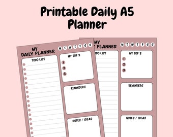 Daily Planner Printable Inserts, A4 Daily Planner, A5 Planner, Letter ...
