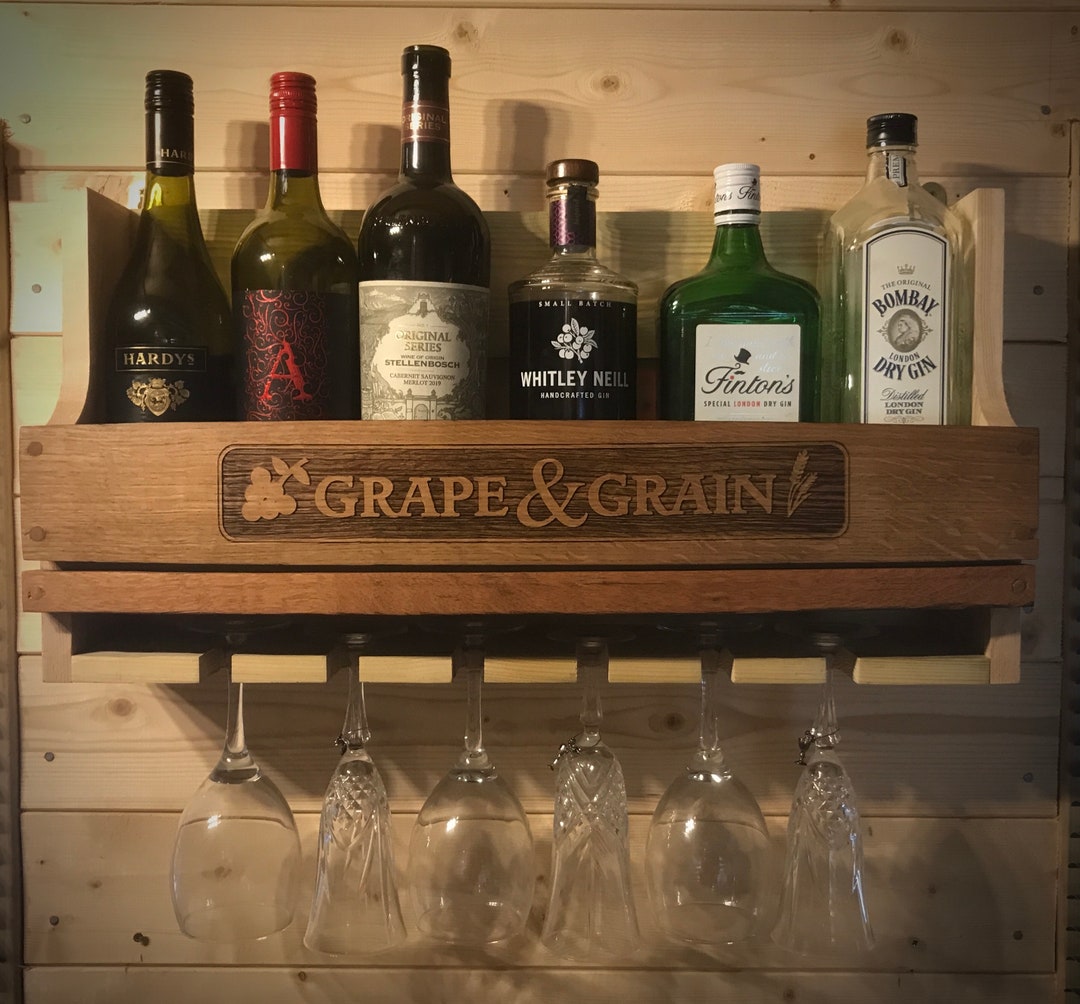 Made to Order / Home Bar Shelving Unit Gin and Wine Bar With 6 Glass ...