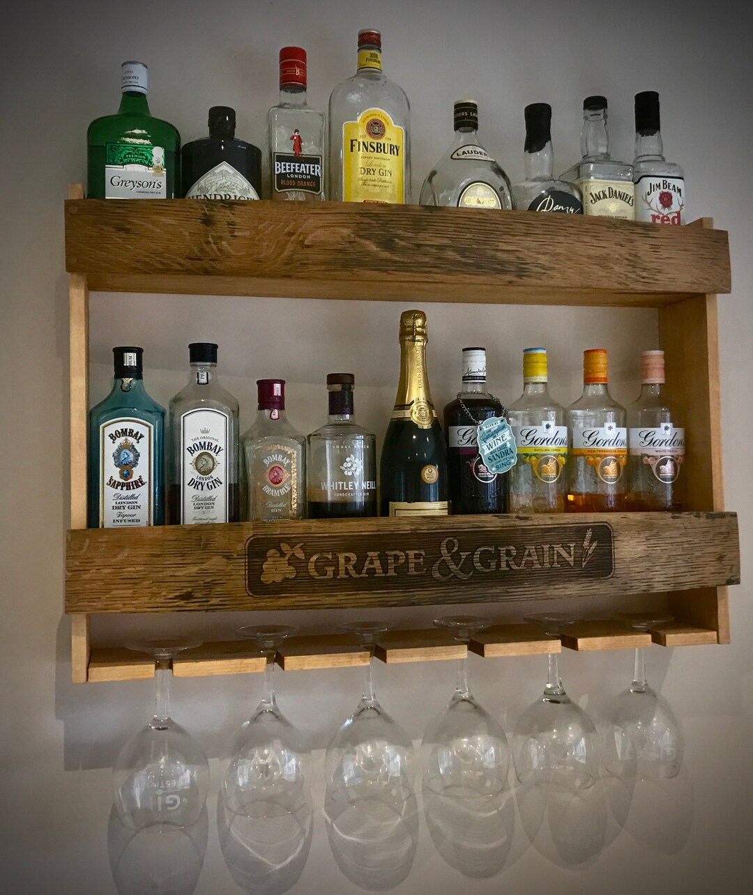 Two Shelf Gin Rack With Gin Glass Holders - Etsy