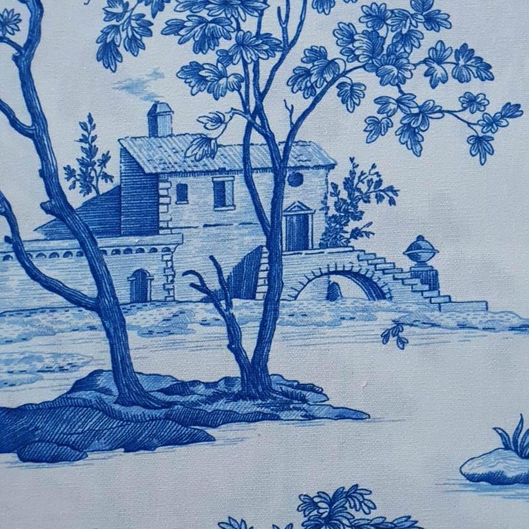Blue Diane Toile De Jouy in Percale - Etsy