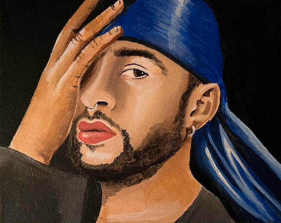 Bad Bunny Benito Portrait Painting by Denise D Ruiz - Etsy