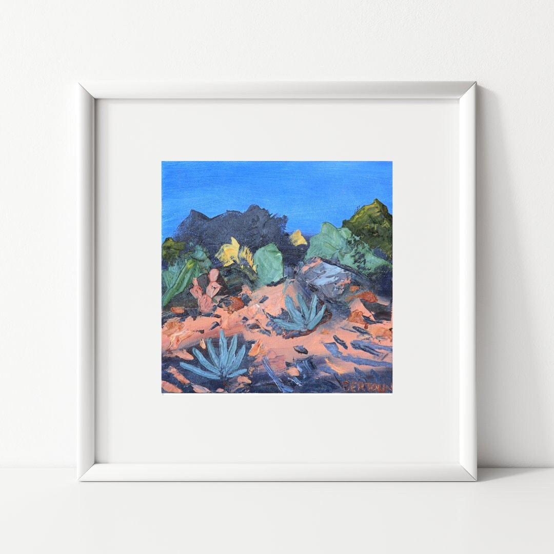 Landscape Painting-desert Landscape Painting-fun Wall Art-succulents ...