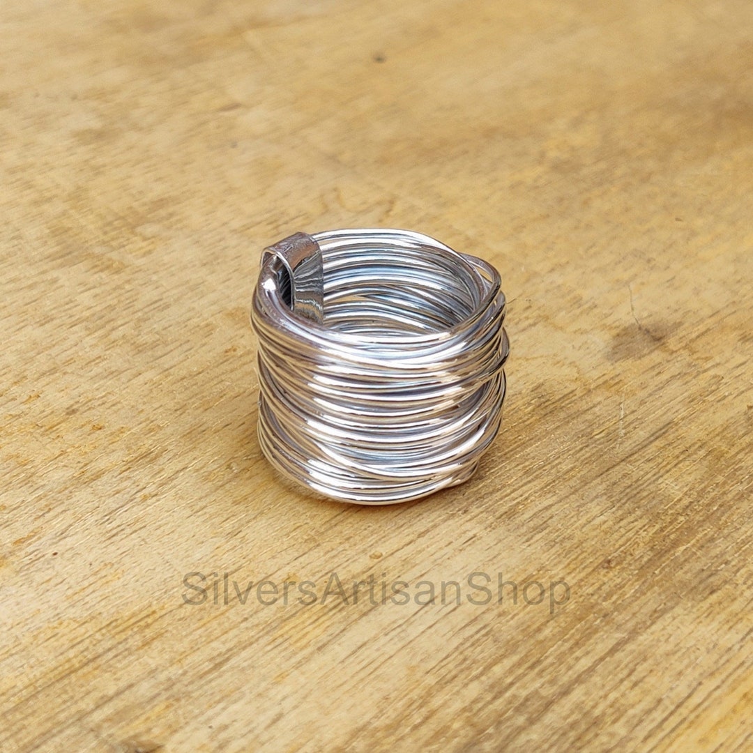 Silver Wire Wrap Ring, Handmade Multi Wraparound Ring, 925 Sterling ...