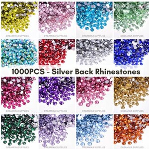 Silver Back Resin Rhinestone1000 per Bag Non-hotfix Flatback Resin 3MM-SS12 4MM-SS16 5MM-SS20 ...