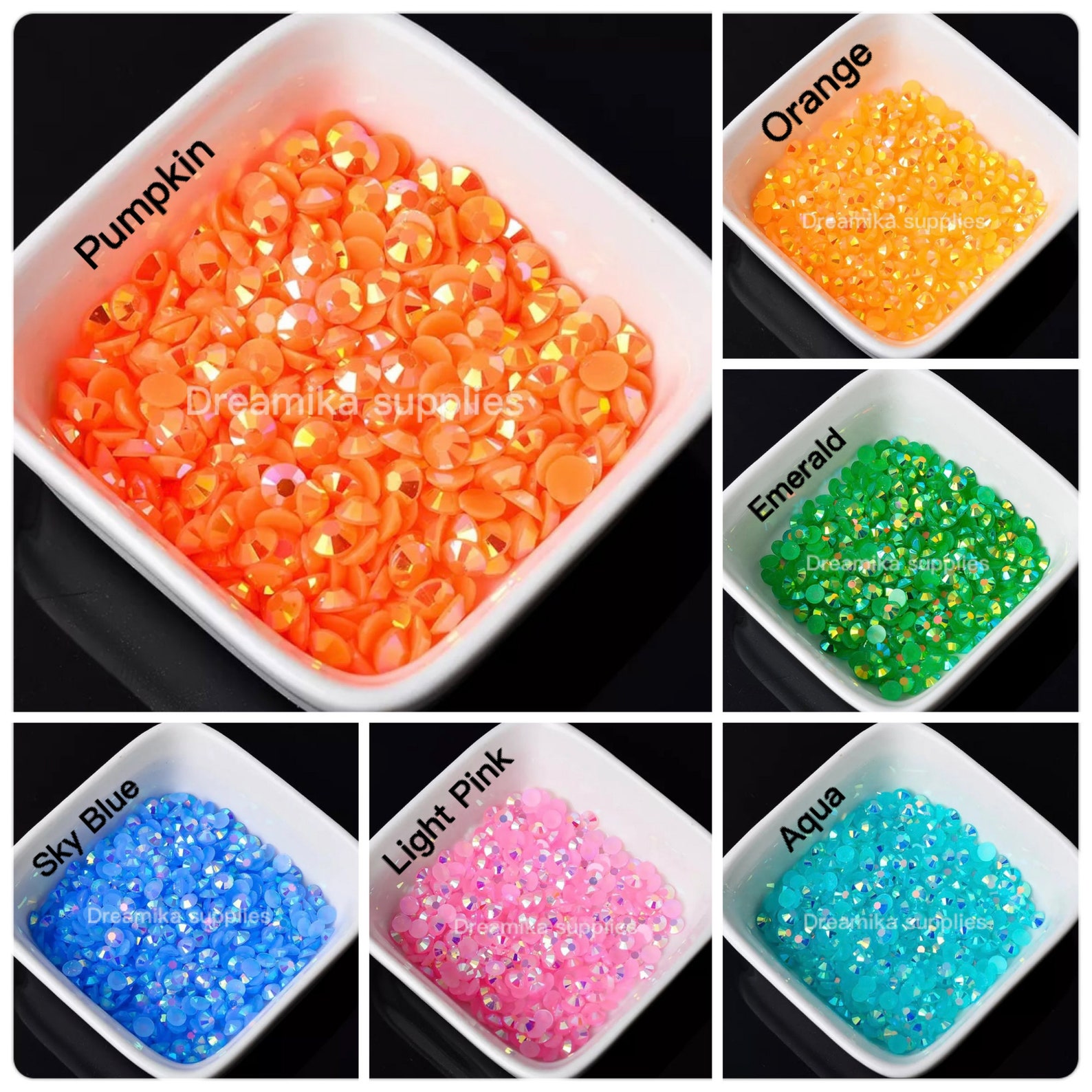 Jelly Rhinestones 1000 per Bag Non-hotfix Flatback Resin AB Rhinestone ...