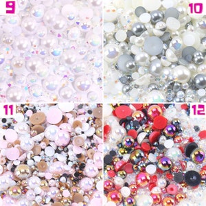 Half Pearl and Rhinestones Mix| 30g|flat Back Pearls | Resin ...