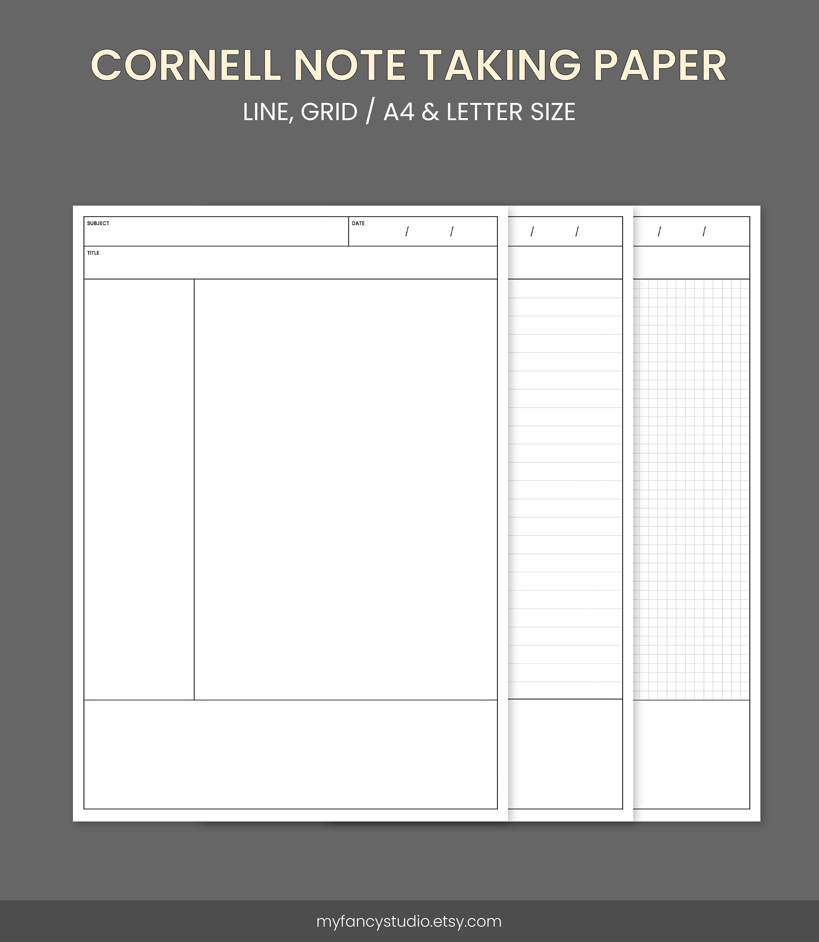Student Note Taking Template Printable Bundle A4 LETTER - Etsy