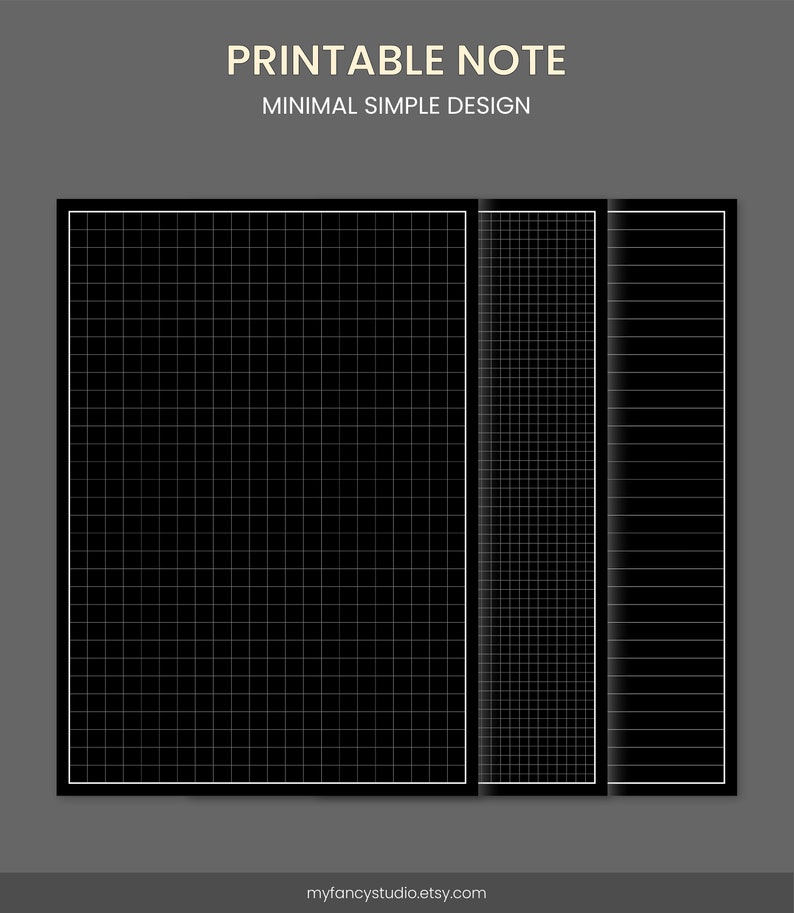 Black Note Taking Paper Black Note Template Bundle A4, LETTER Line ...