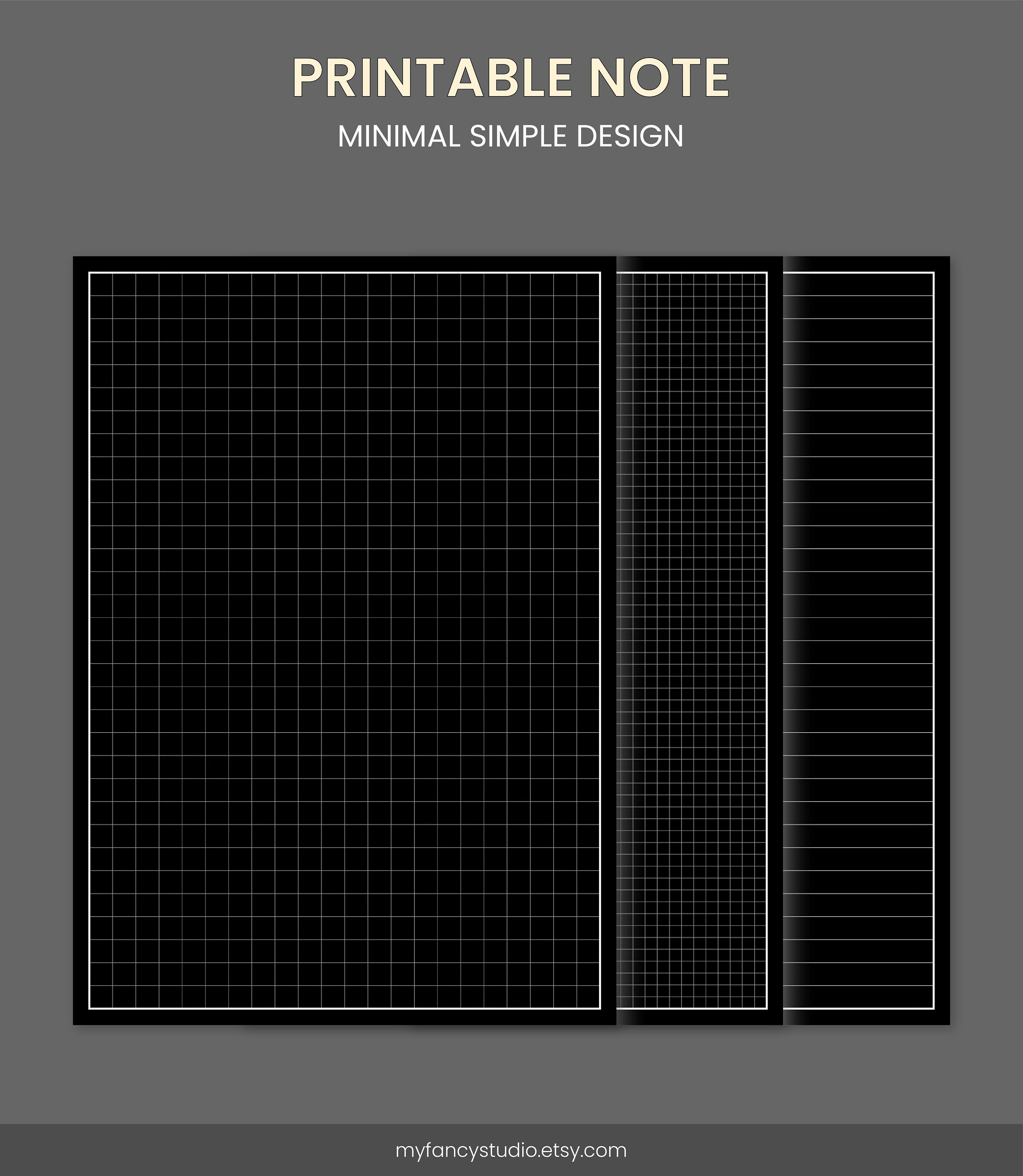 Black Note Taking Paper Black Note Template Bundle A4, LETTER Line ...