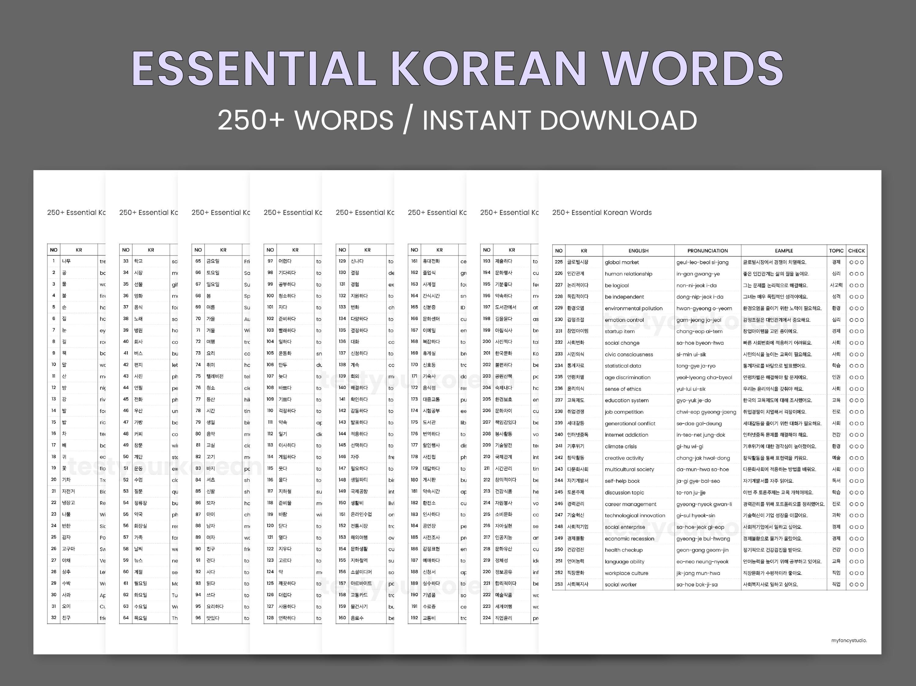 Korean Vocabulary Workbook | Essential Korean Words With English ...