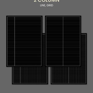 Black Note Taking Paper Black Note Template Bundle A4, LETTER Line ...