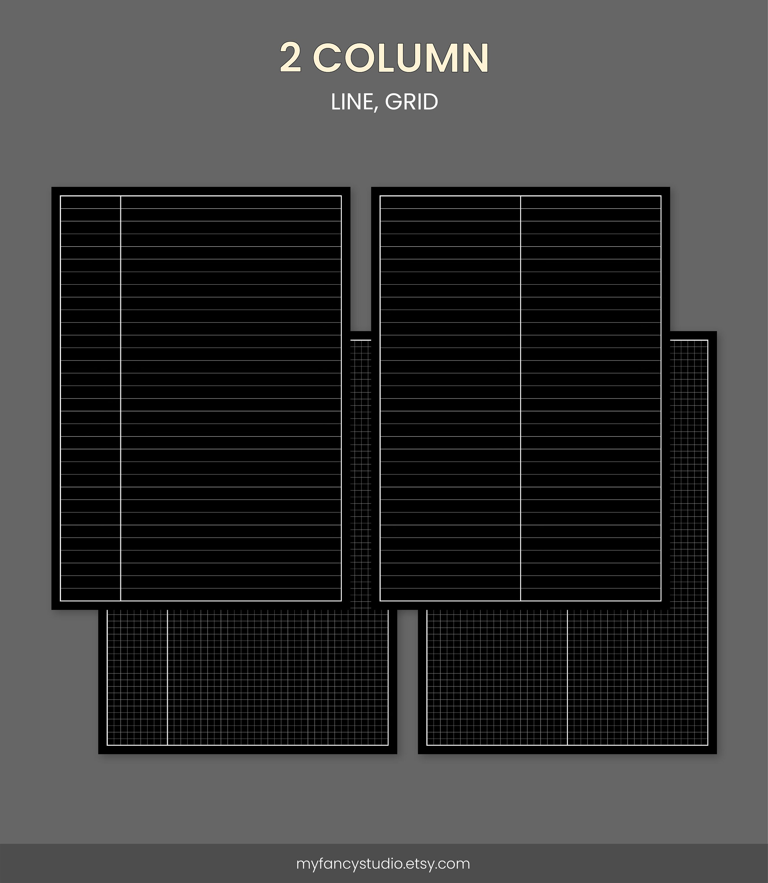 Black Note Taking Paper Black Note Template Bundle A4, LETTER Line ...