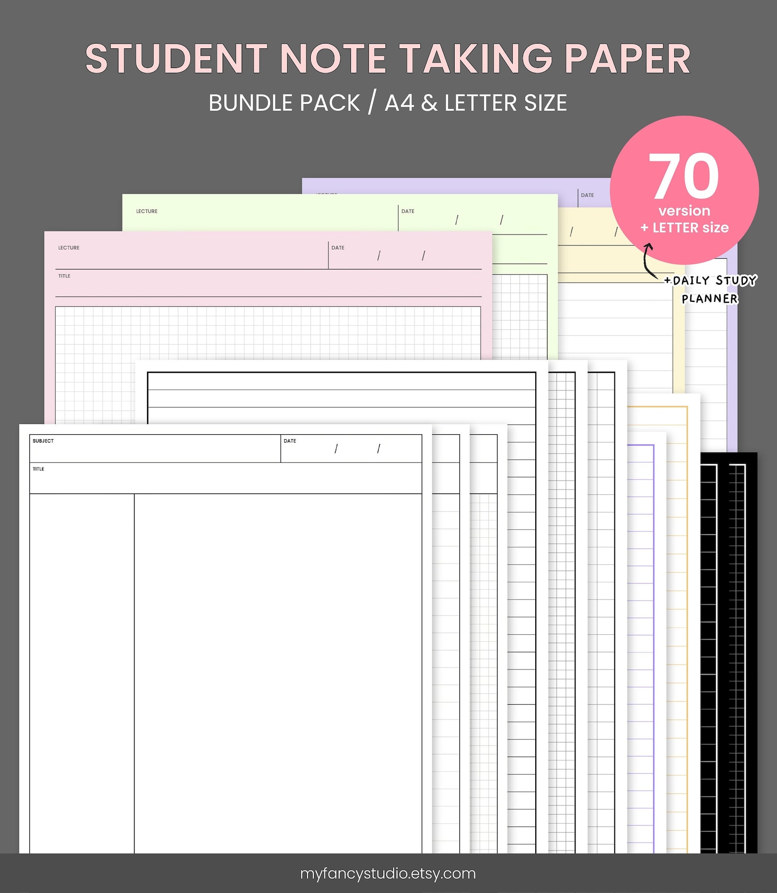 Student Note Taking Template Printable Bundle A4 LETTER - Etsy