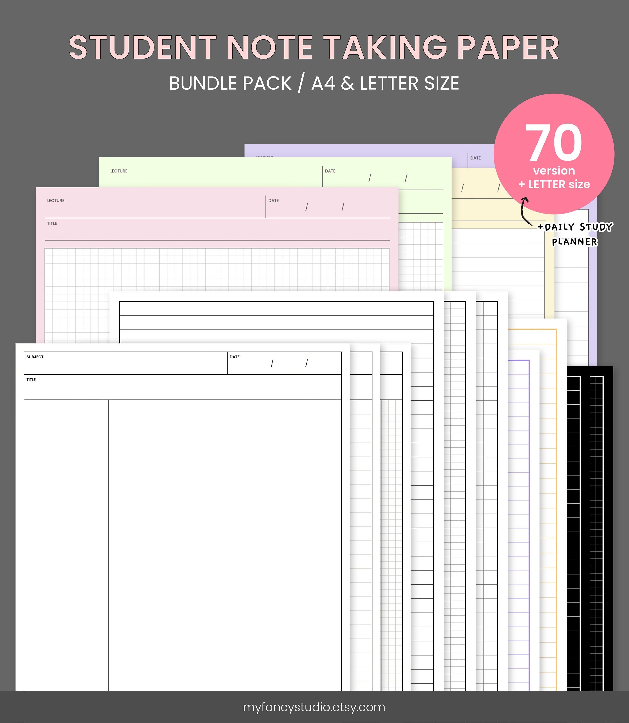 Student Note Taking Template Printable Bundle A4 LETTER - Etsy