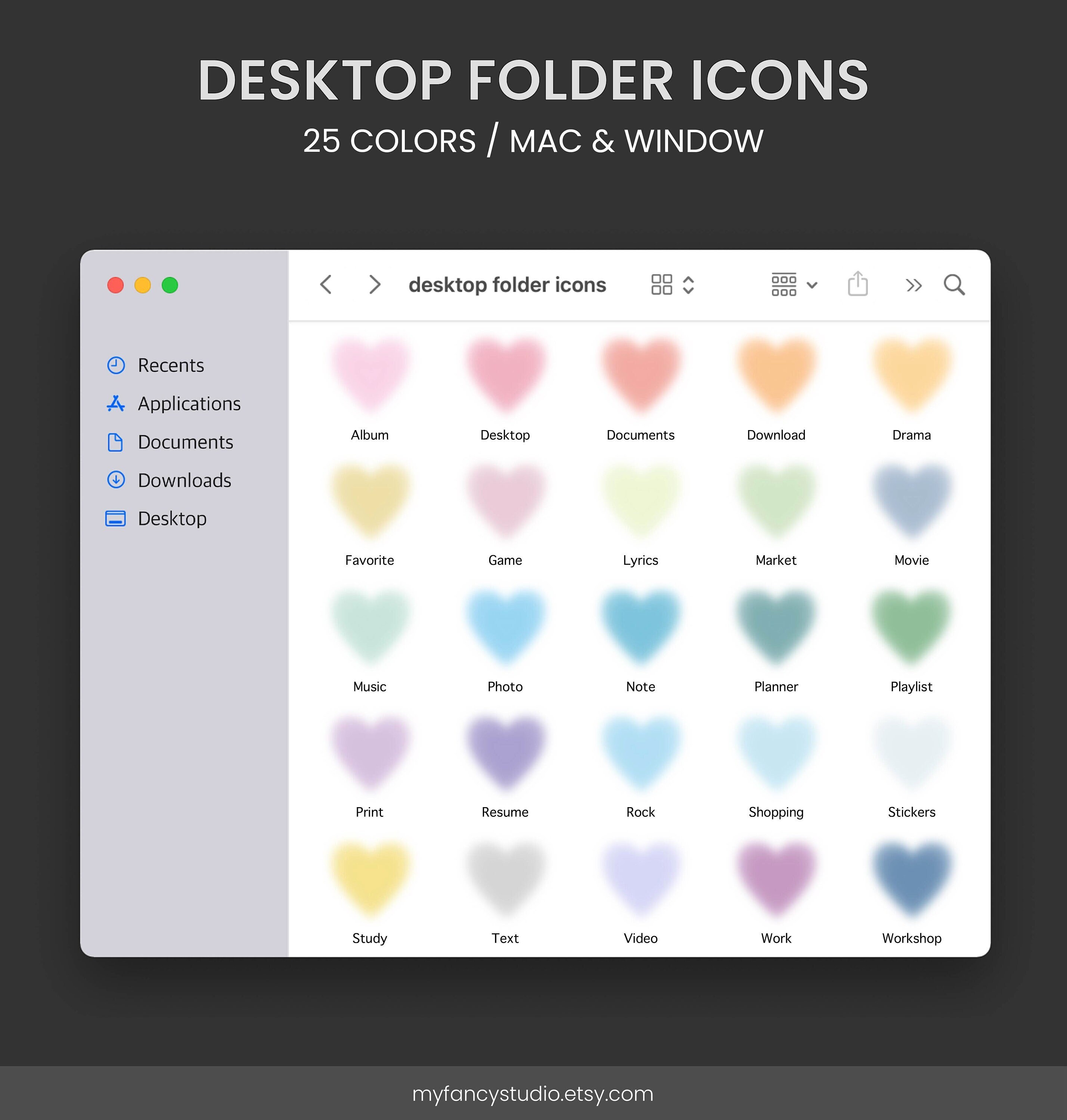 Desktop Folder Icons Customized Organizer Windows and Mac 25 Colors ...