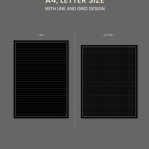 Black Note Taking Paper Black Note Template Bundle A4, LETTER Line ...