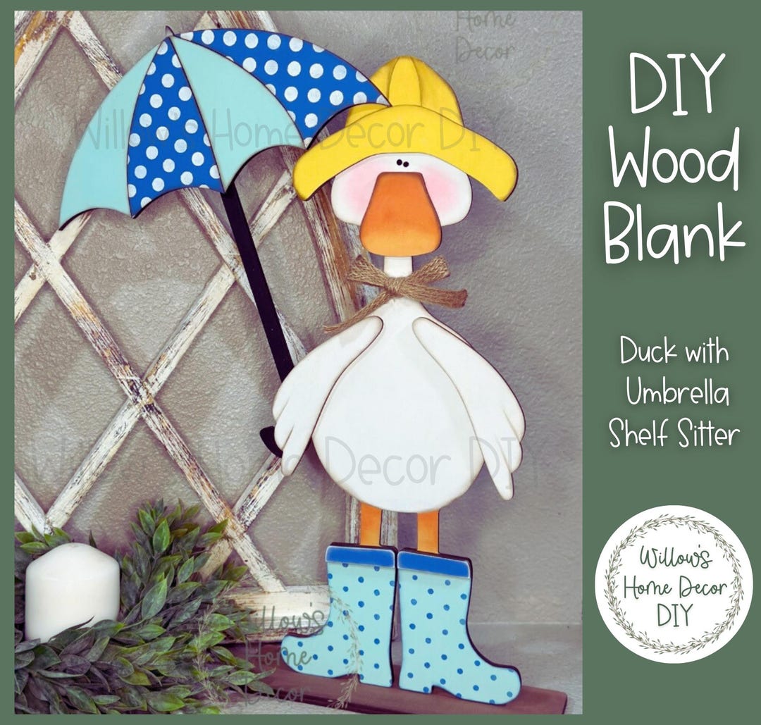 DIY Wood Blank Duck With Umbrella | Primitive Spring Decor | Craft Sign ...