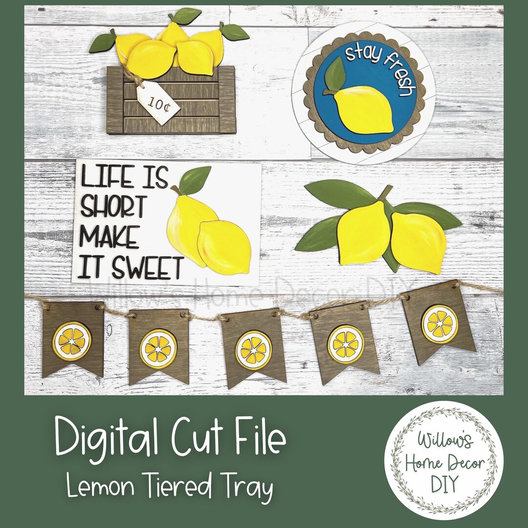 Lemon Tiered Tray SVG - Laser Cut File - Glowforge File - Farmhouse ...